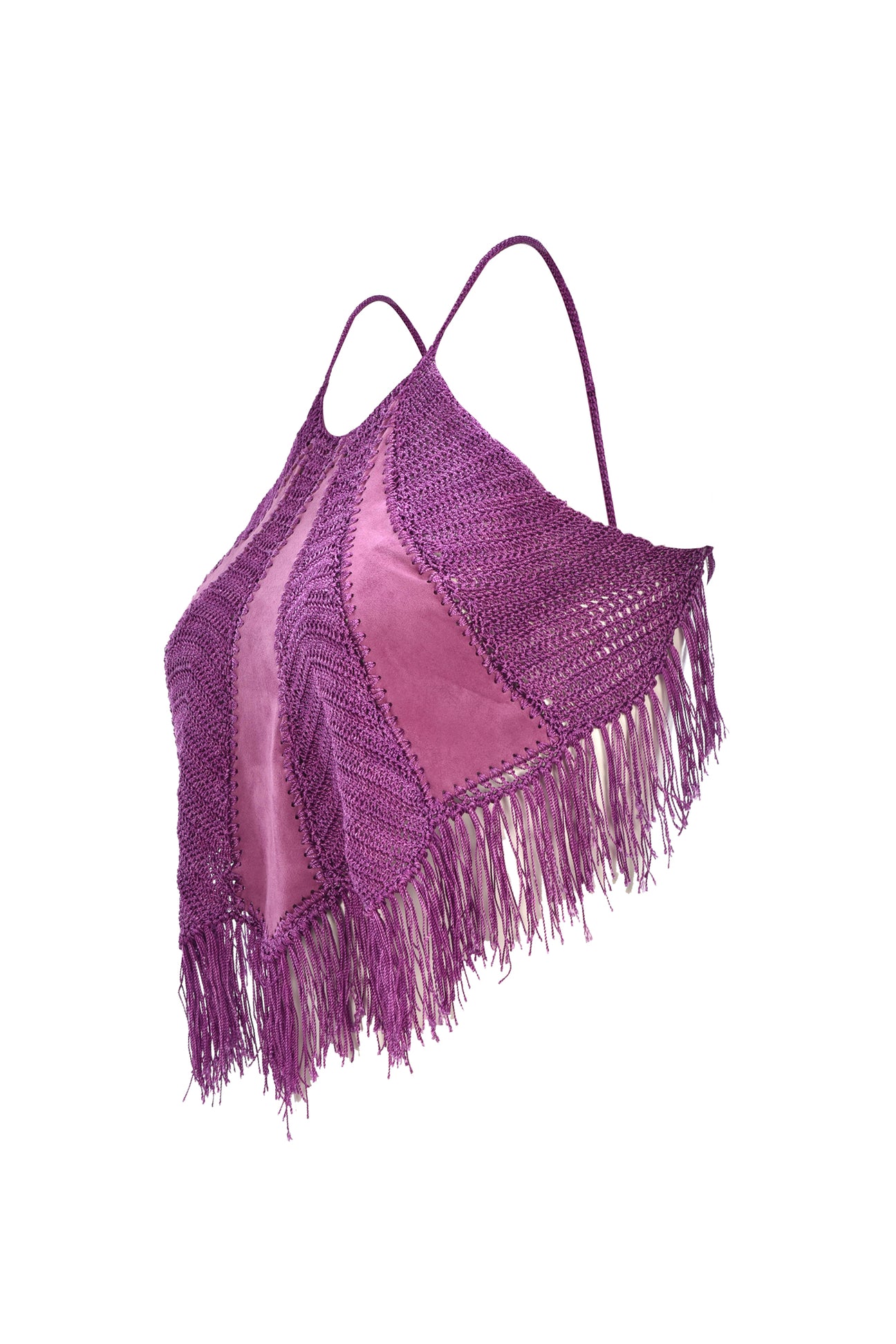 Knit & Suede Halter Neck Top With Fringe Details – RAISA VANESSA INT