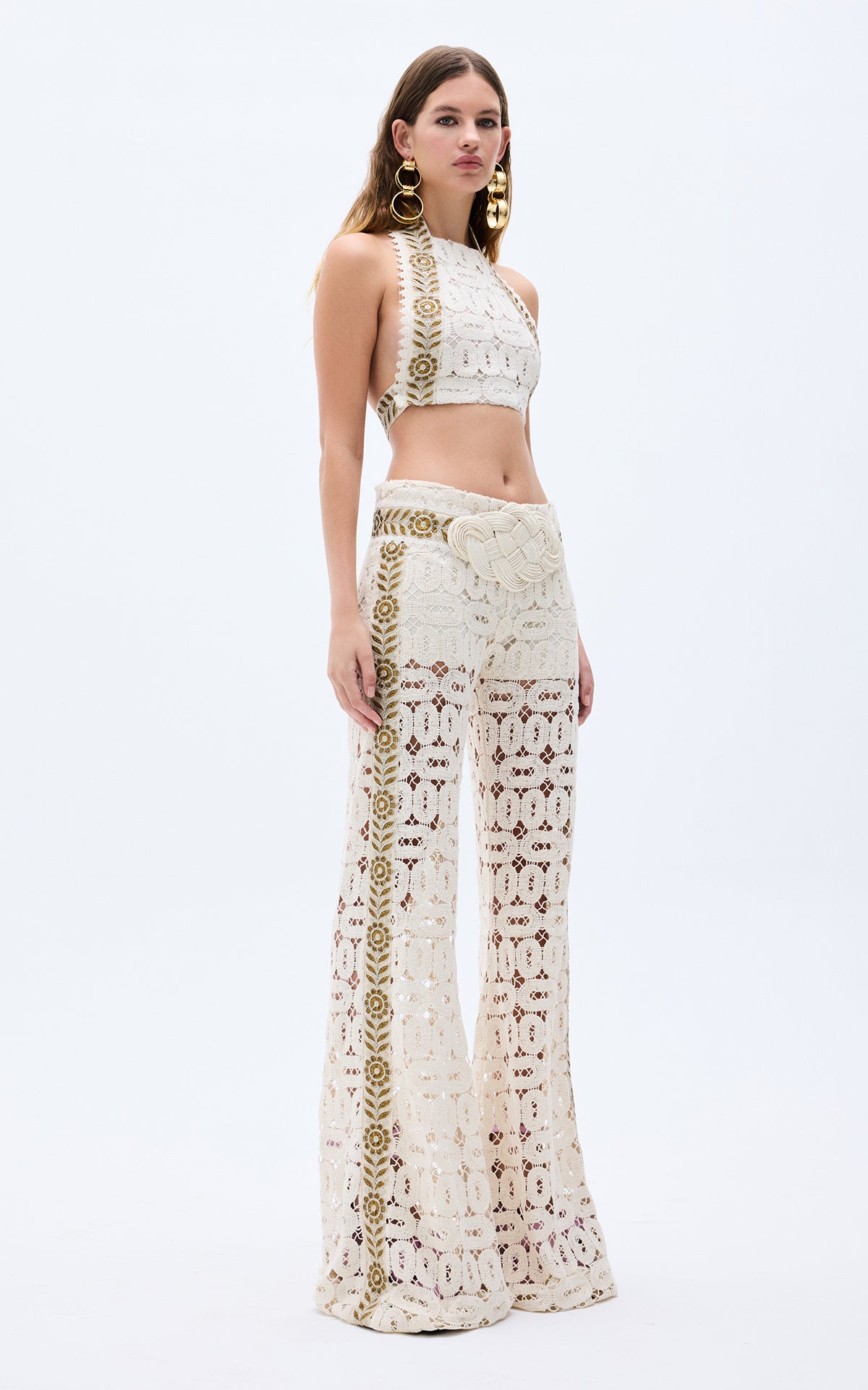 Brode Pants With Embroidery Strips And Hand-Crafted Belt Detail – RAISA ...