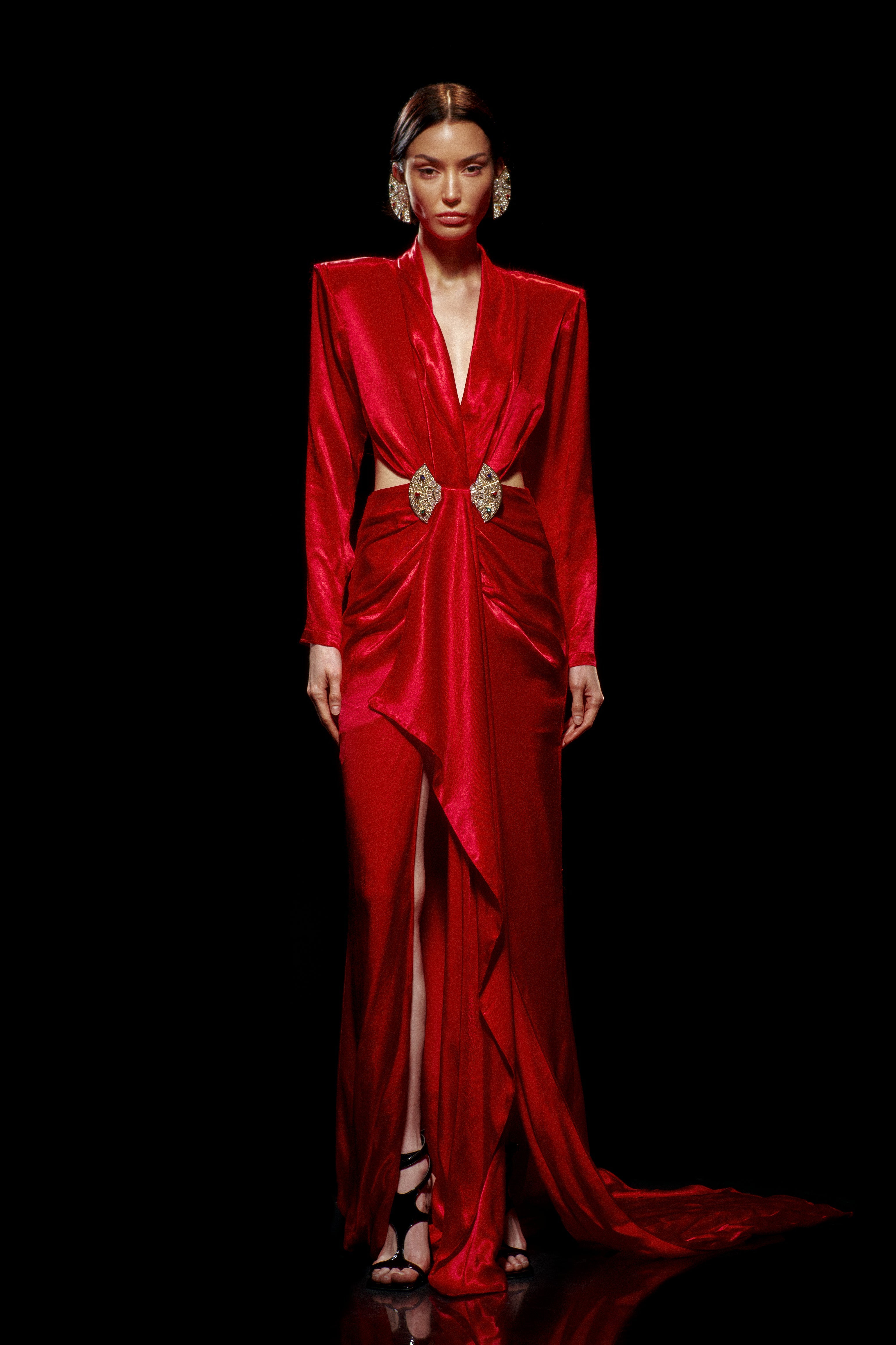 Red High Shoulder Maxi Dress – RAISA VANESSA INT