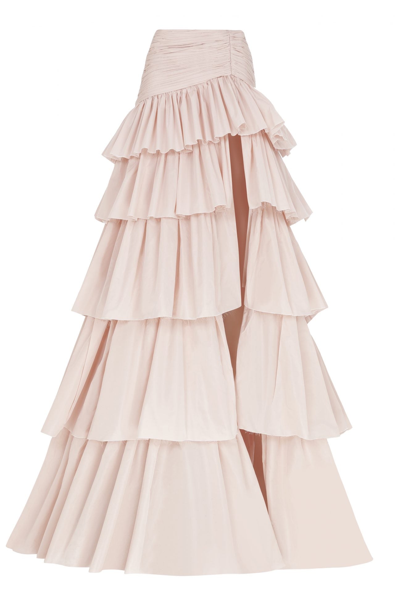 High Waisted Ruffled Maxi Skirt with High Slit – RAISA VANESSA INT