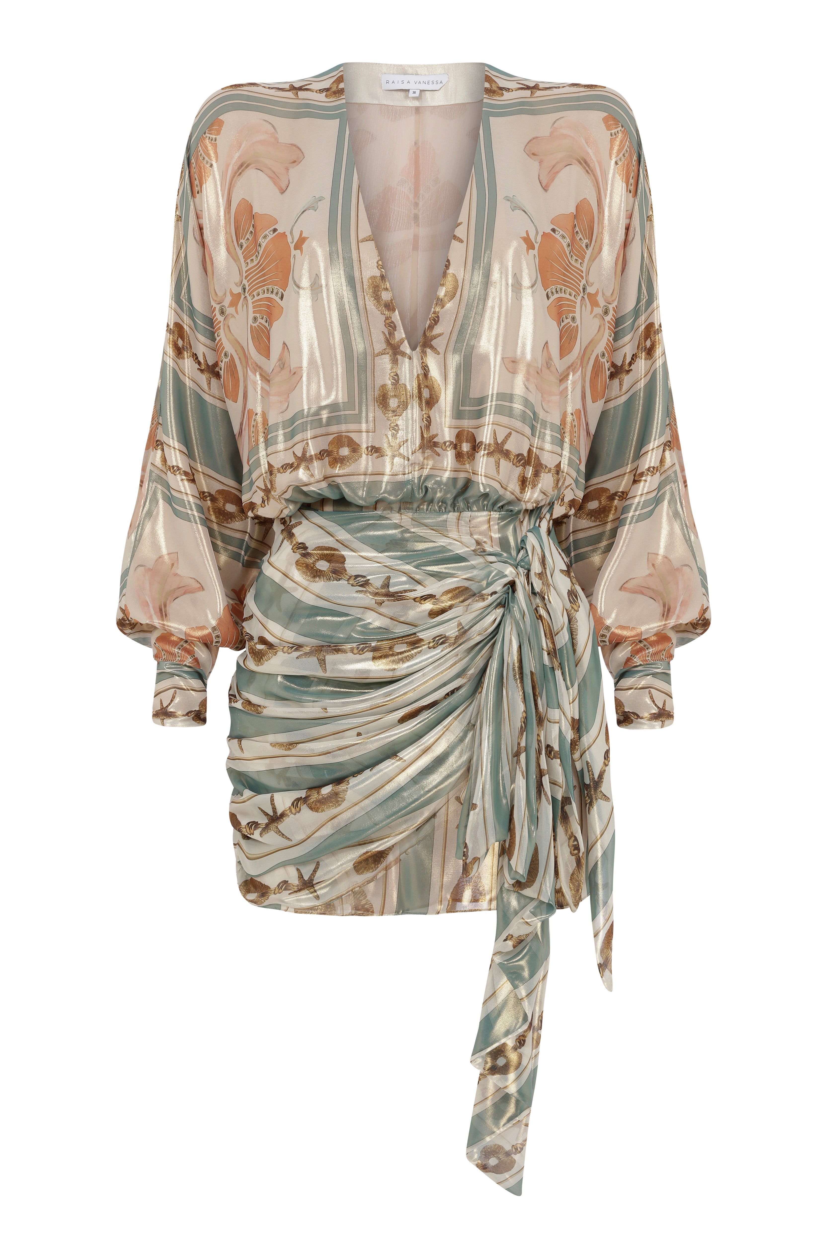 V-Neck Shiny Chiffon Mini Dress – RAISA VANESSA INT