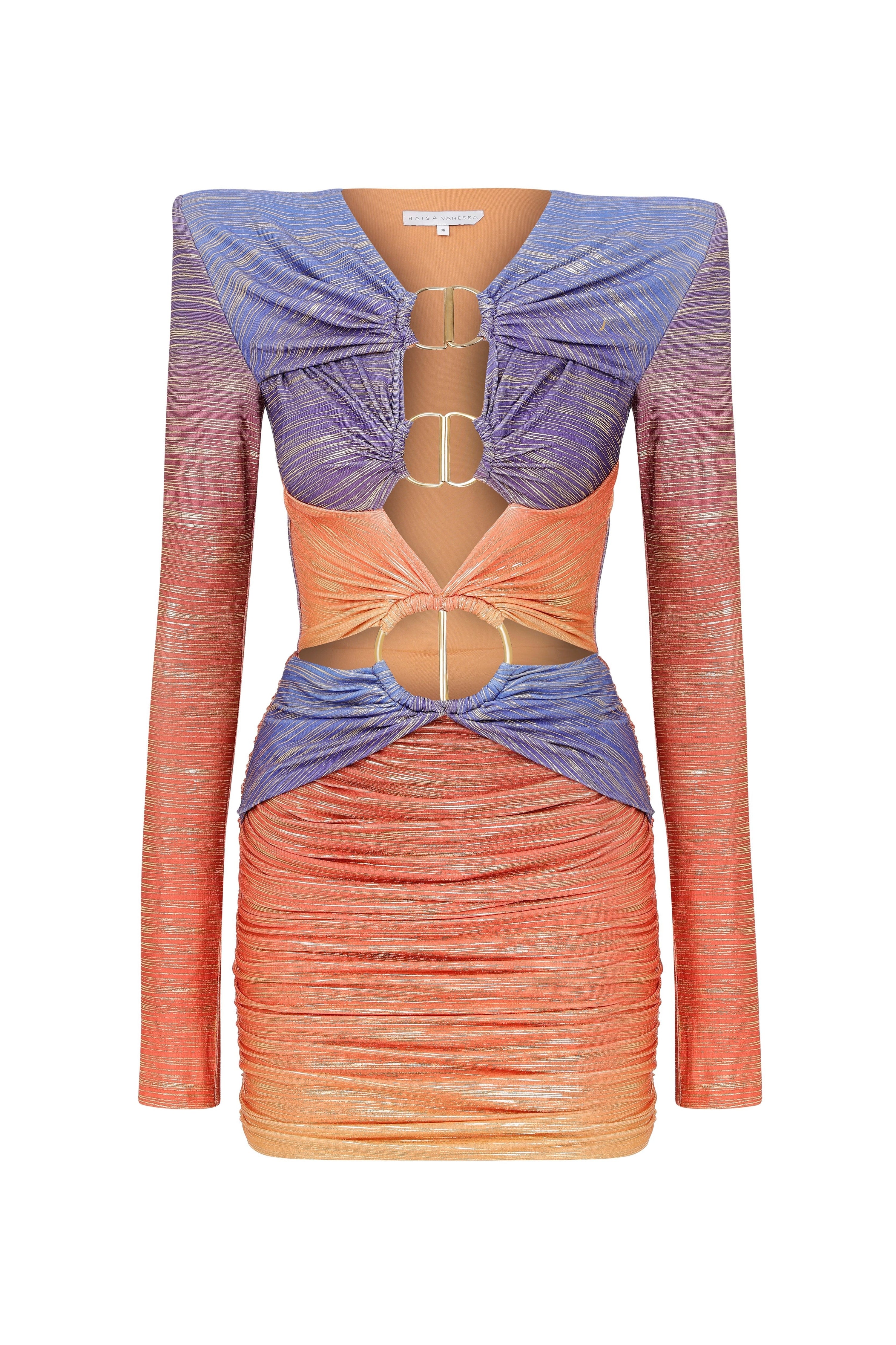 Sunset Mini Dress with Cutout and Gold Accessory Details – RAISA ...